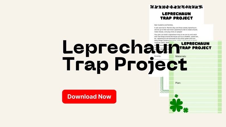 Leprechaun Trap Project Worksheets - Etsy