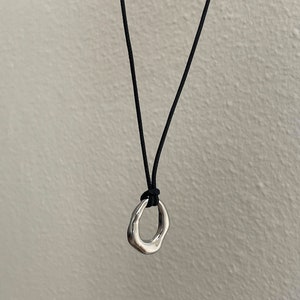 Y2k Rope Necklace, Cord Necklace, Black Rope Necklace With Pendant ...