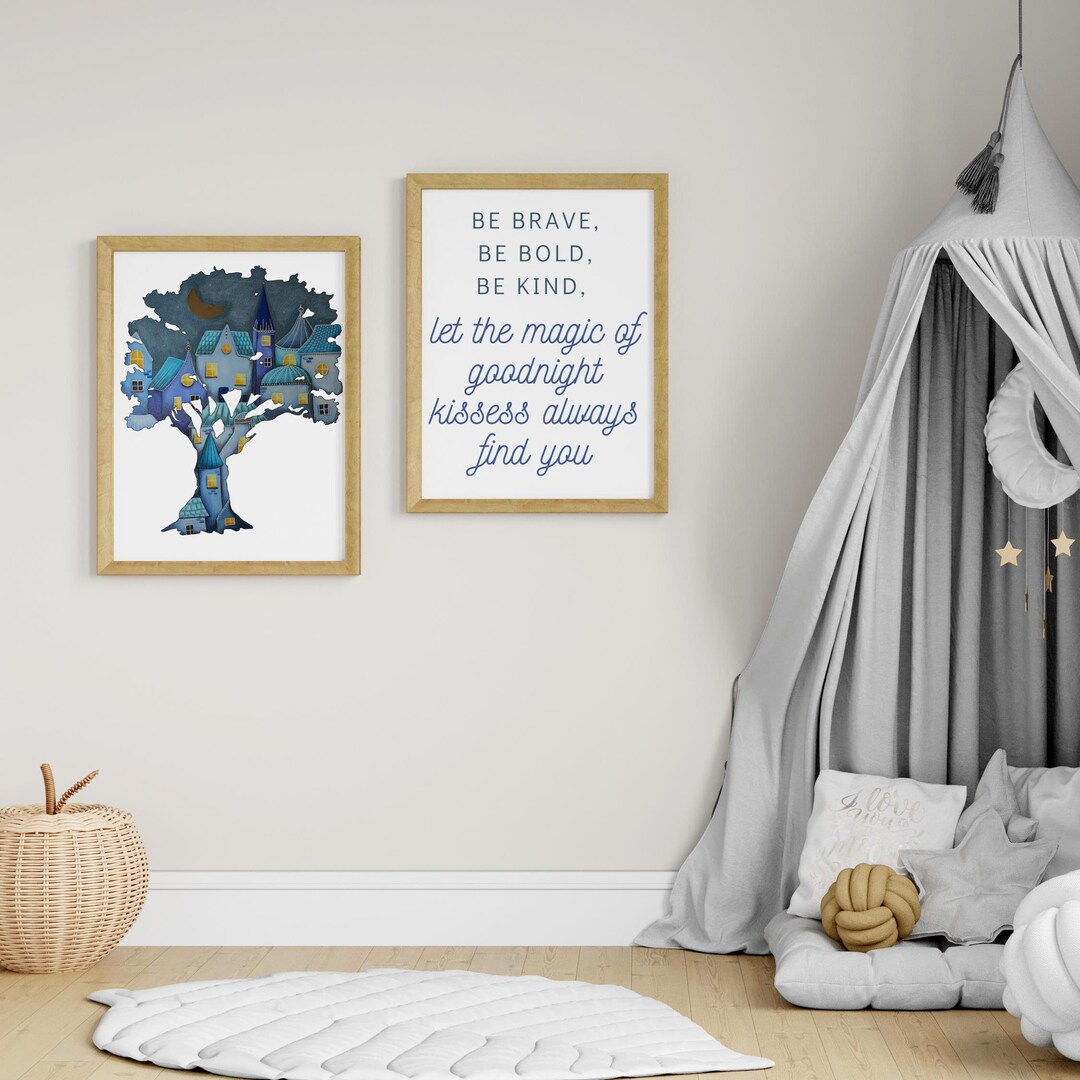Magical Kingdom Enchanted Tree Illustration Quote Wall Art Set for ...