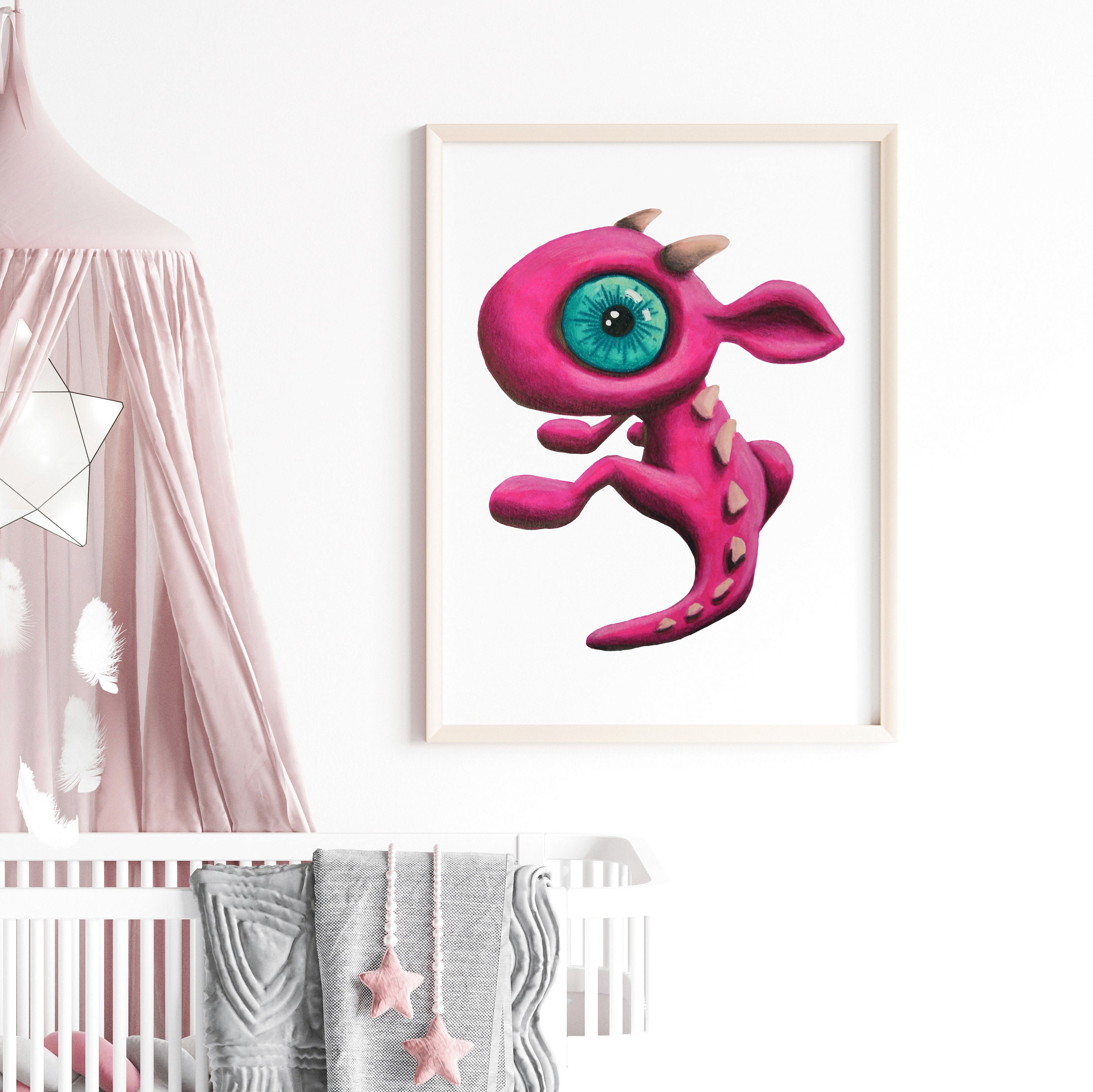 Fuchsia the Mini Dragon – Fantasy Art Print - Cute Mythical Creature ...
