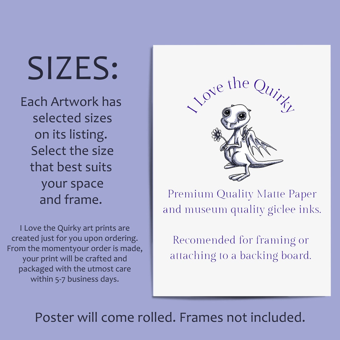 Grumble the Gruff Blue Dragon Art Print Fantasy Wall Decor for Kids ...