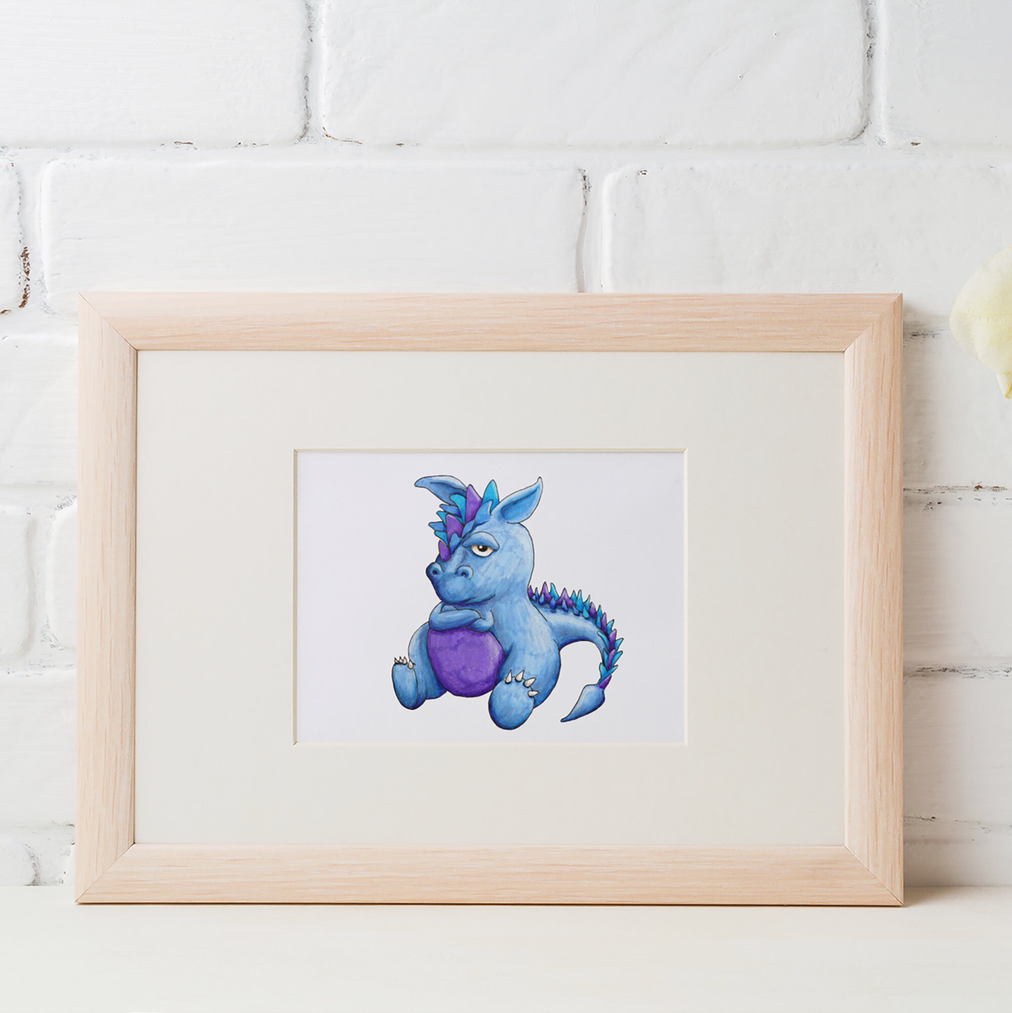 Grumble the Gruff Blue Dragon Art Print - Etsy