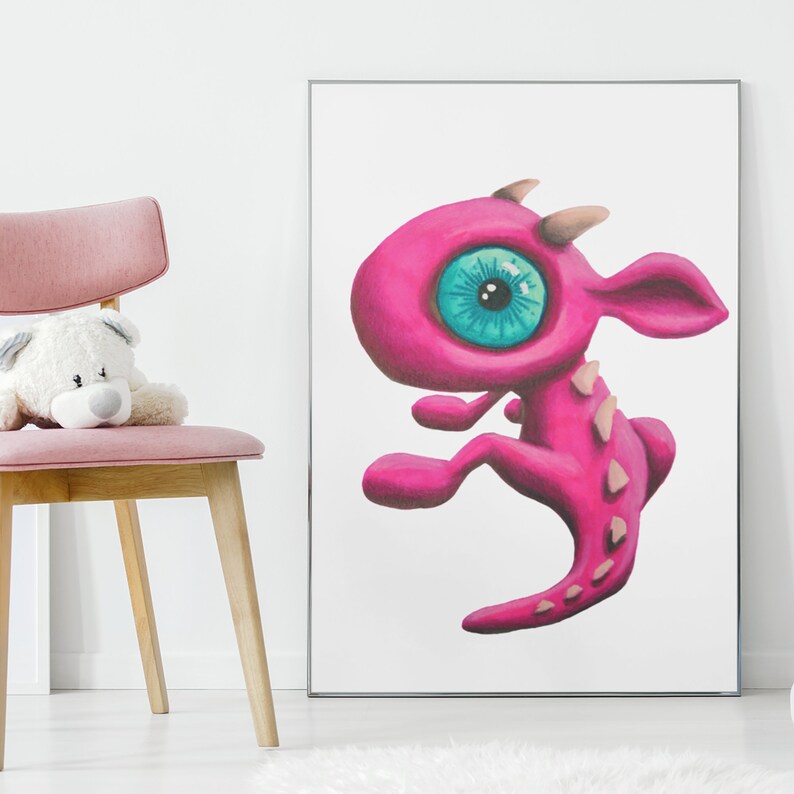 Fuchsia the Mini Dragon – Fantasy Art Print - Cute Mythical Creature ...