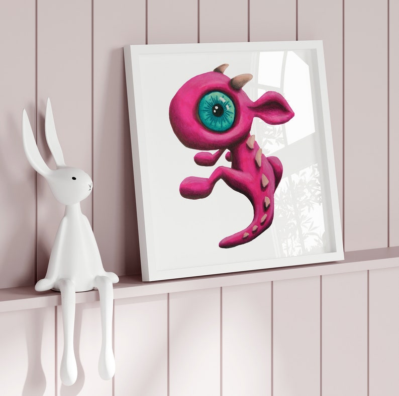 Fuchsia the Mini Dragon – Fantasy Art Print - Cute Mythical Creature ...