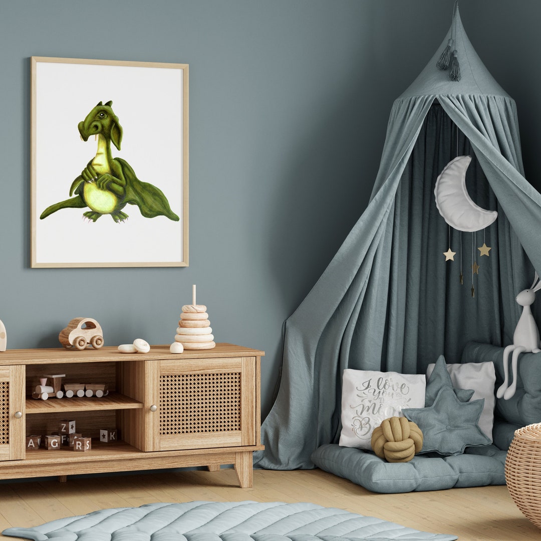 Humble Horris the Worry Dragon Art Print | Whimsical Fantasy Wall Decor ...