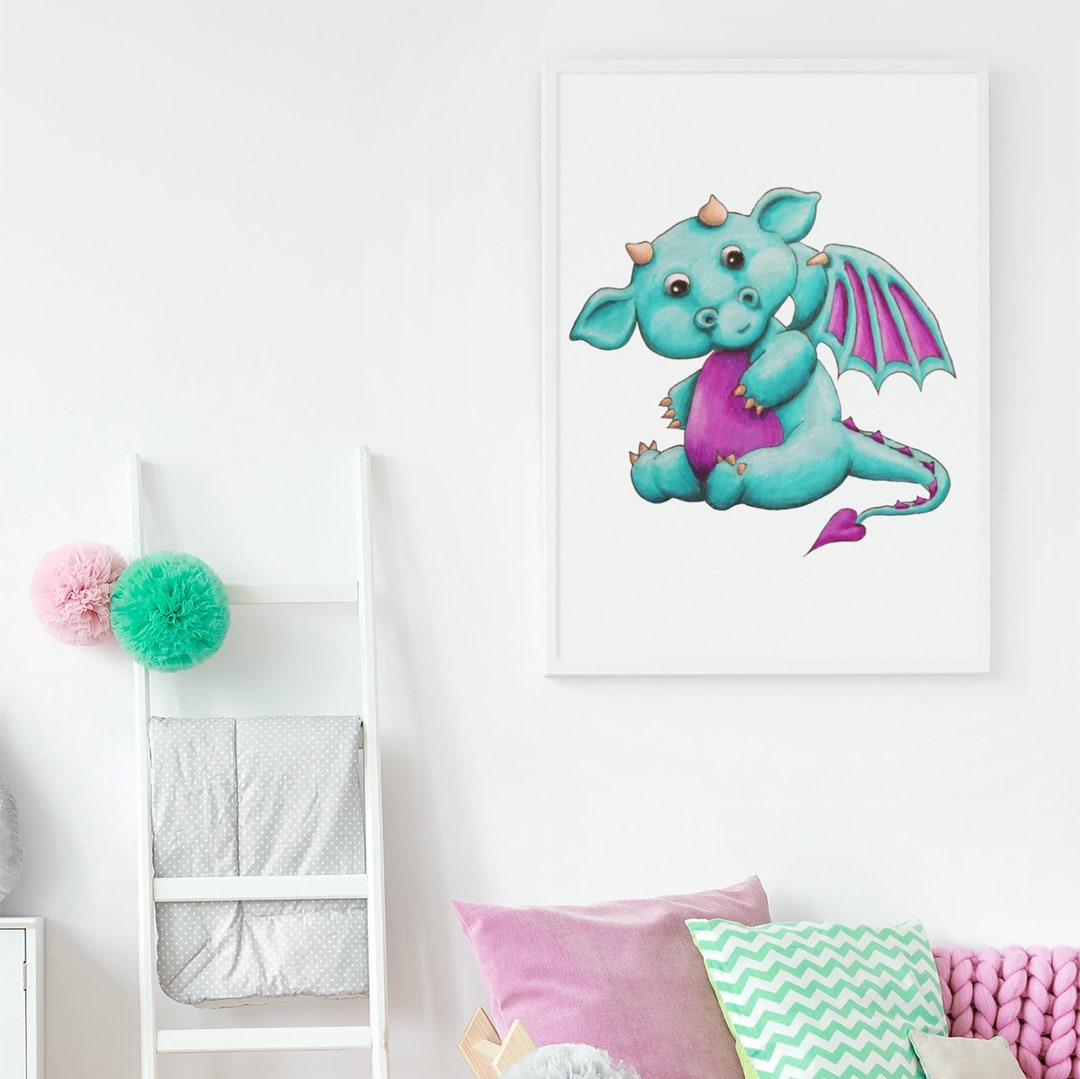 Tonsy the Tiny Dragon - Fantasy Art Print - for Kids & Adults, Cute ...