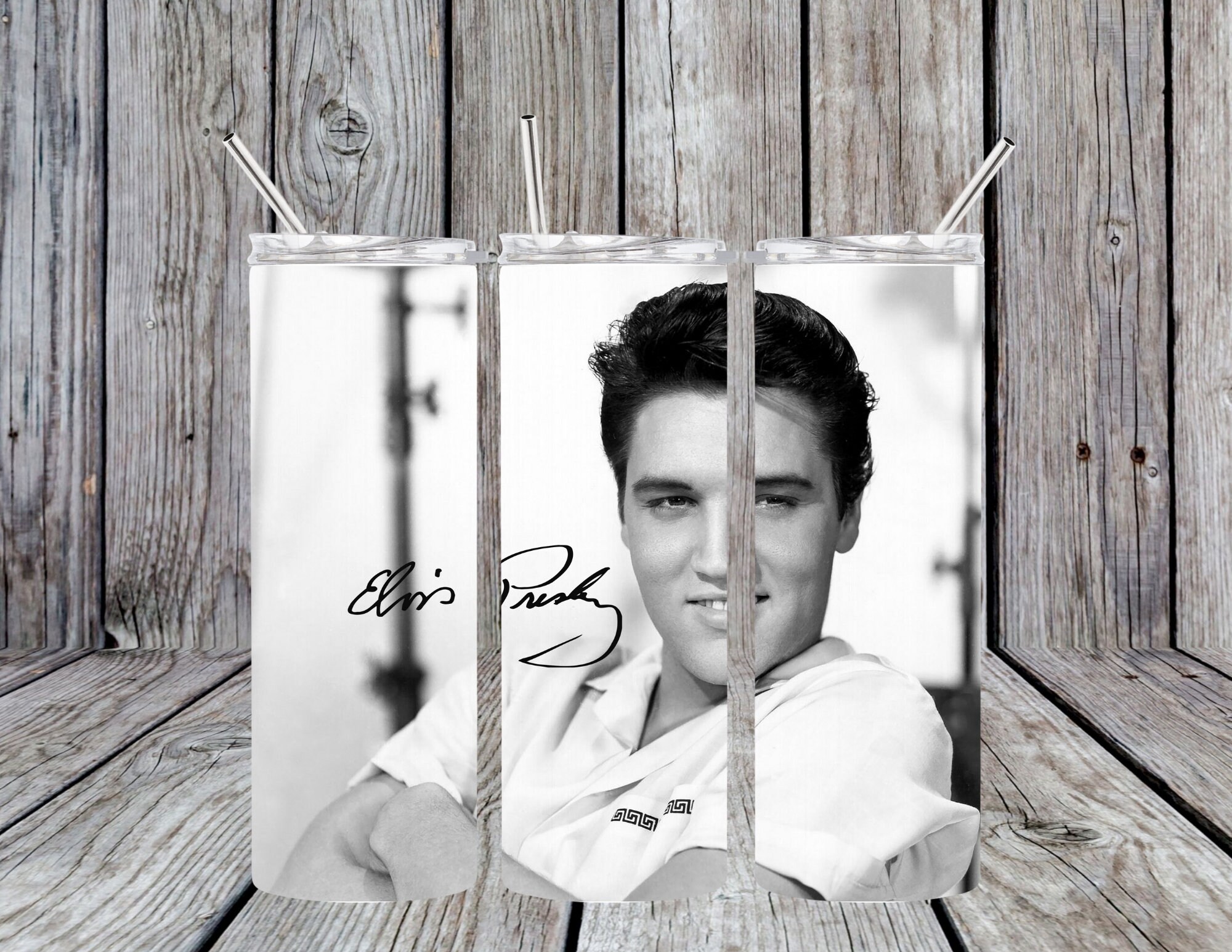 20oz Skinny Elvis Tumbler With Two Styles of Lids That Screw on Tight ...