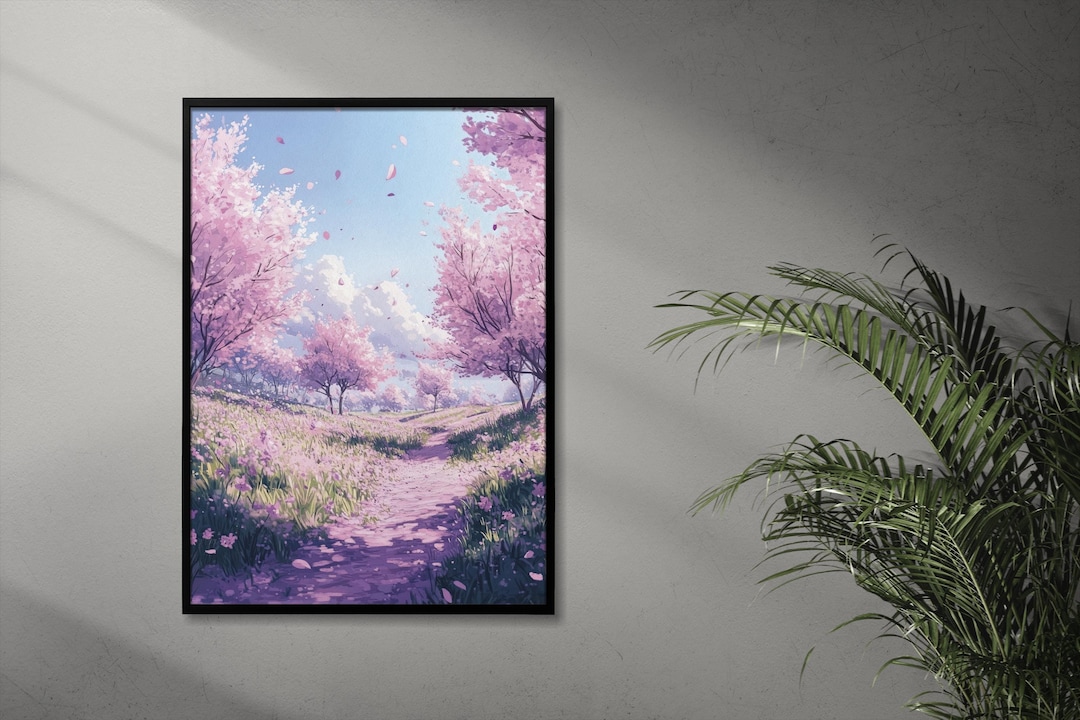 Studio Ghibli Cherry Blossom Forest Poster - Anime-inspired Japanese ...