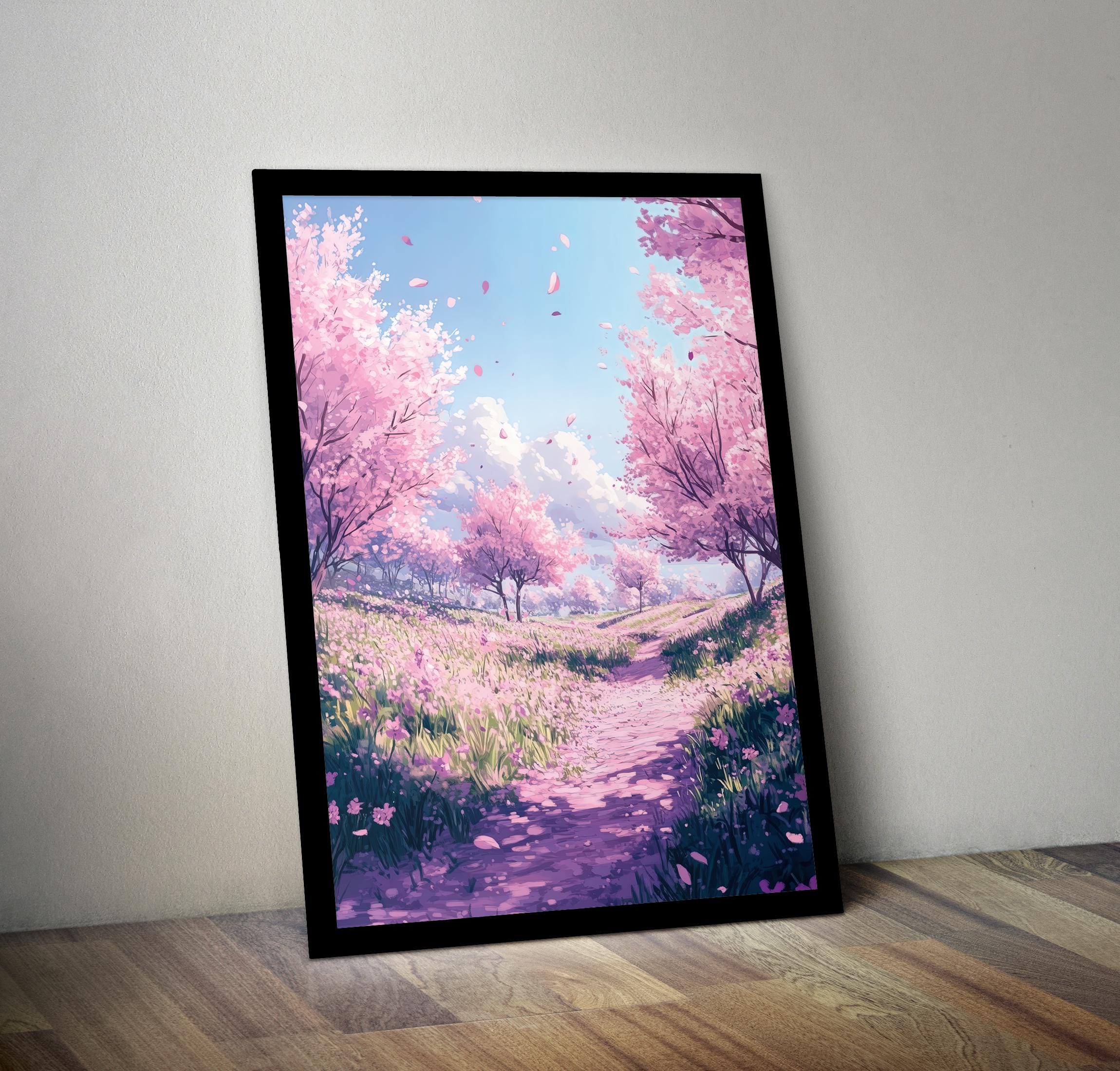 Studio Ghibli Cherry Blossom Forest Poster - Anime-inspired Japanese ...