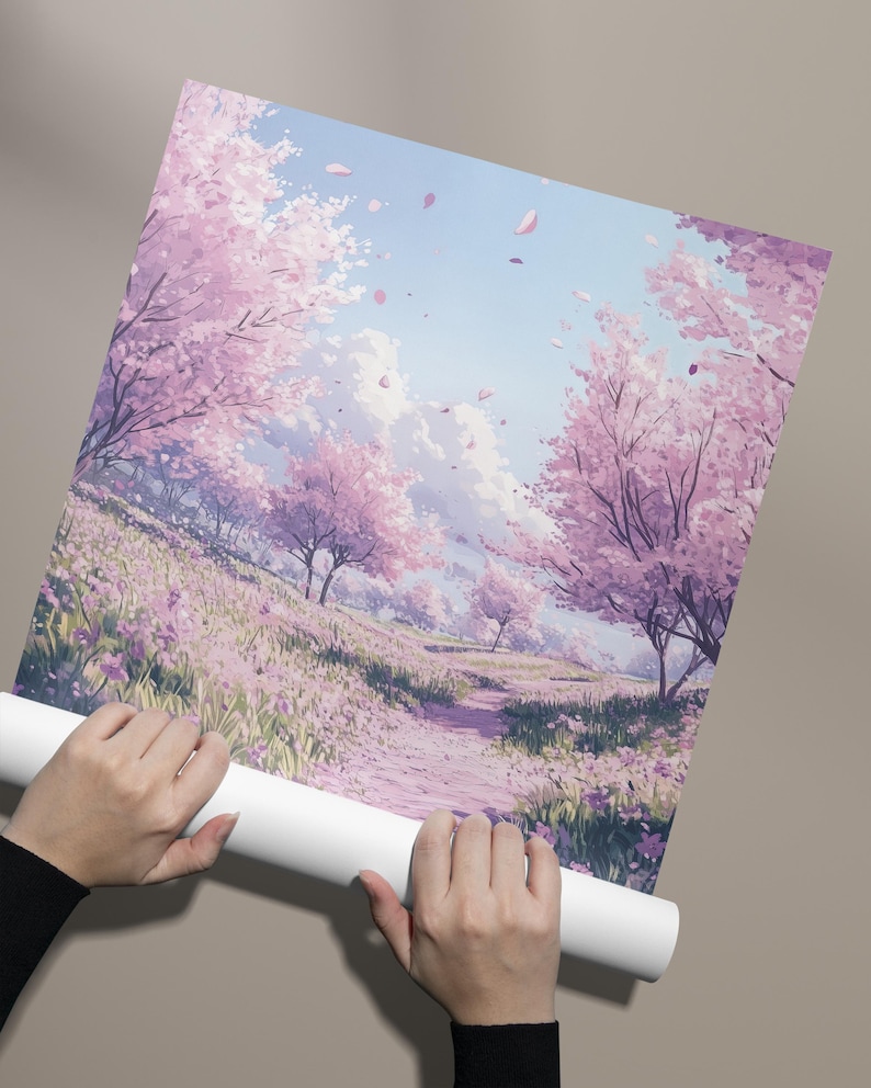 Studio Ghibli Japanese Town Cherry Blossom Art - Anime-inspired ...