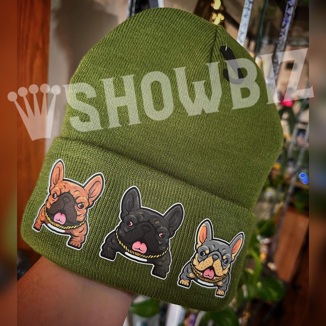 Frenchie Beanie One Size Fits Most DTF Direct to Film Black Beanie ...