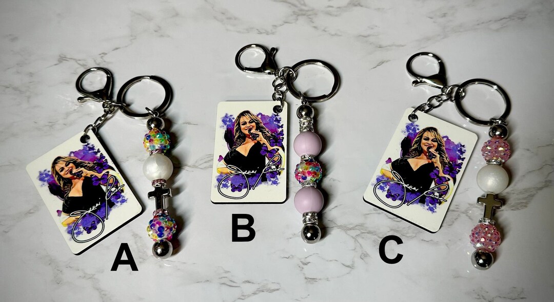 Singer Keychain Custom Keychain Mexican Artist Silicon Beads Sparkle ...