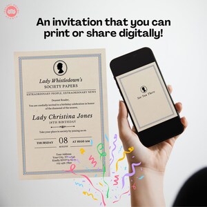 Regency Era Birthday Invitation Editable Template, Canva Template ...