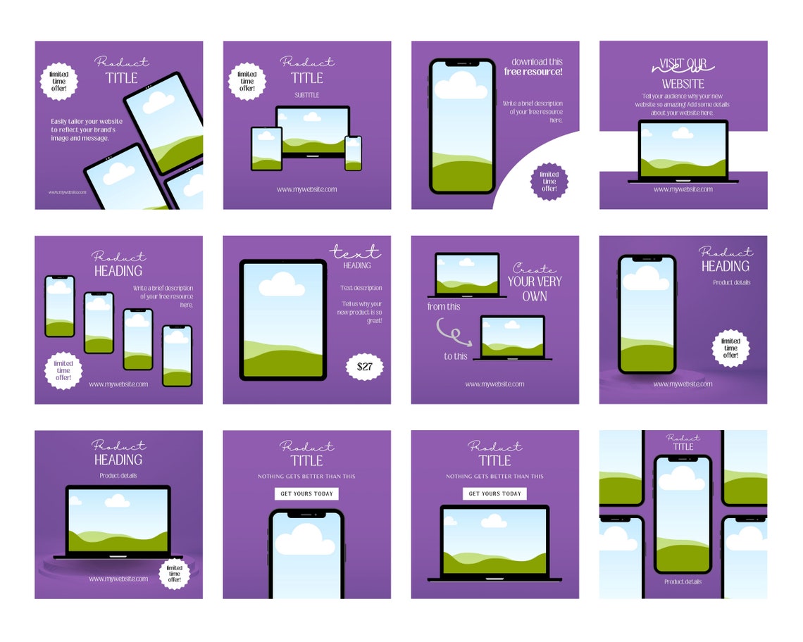 PLR, 40 Digital Mock-up Templates, Commercial Use, Editable Canva, PLR ...