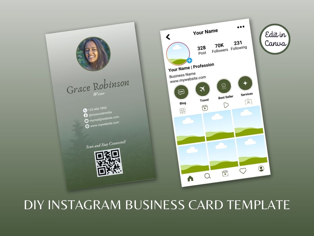 Instagram Business Card Design, Editable Template, Canva Template, DIY ...