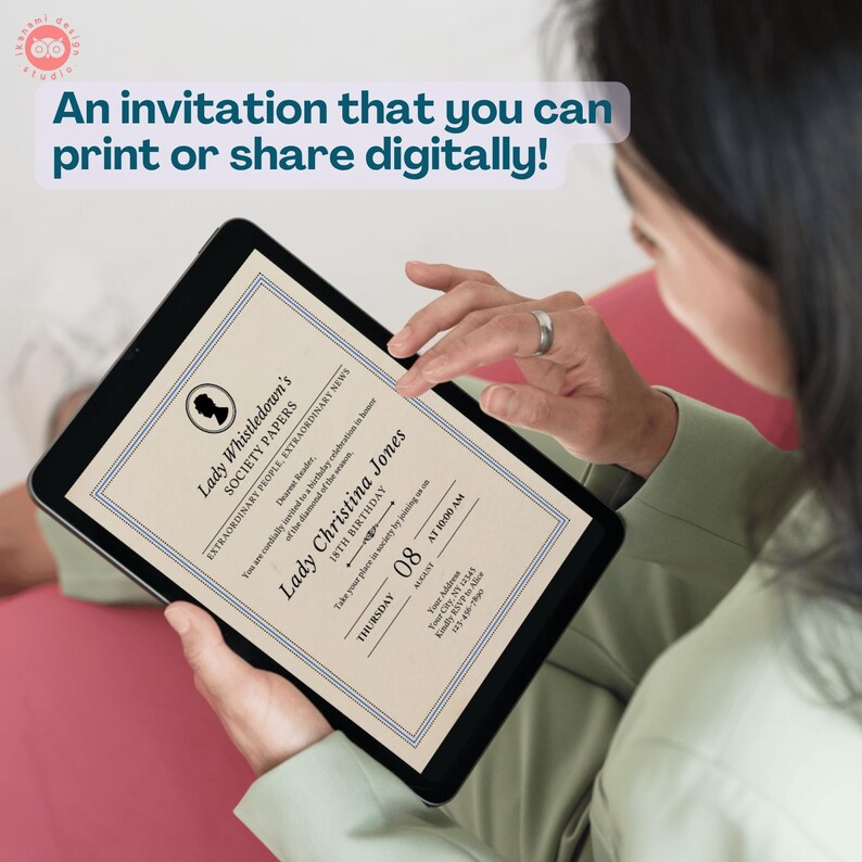 Regency Era Birthday Invitation Editable Template, Canva Template ...