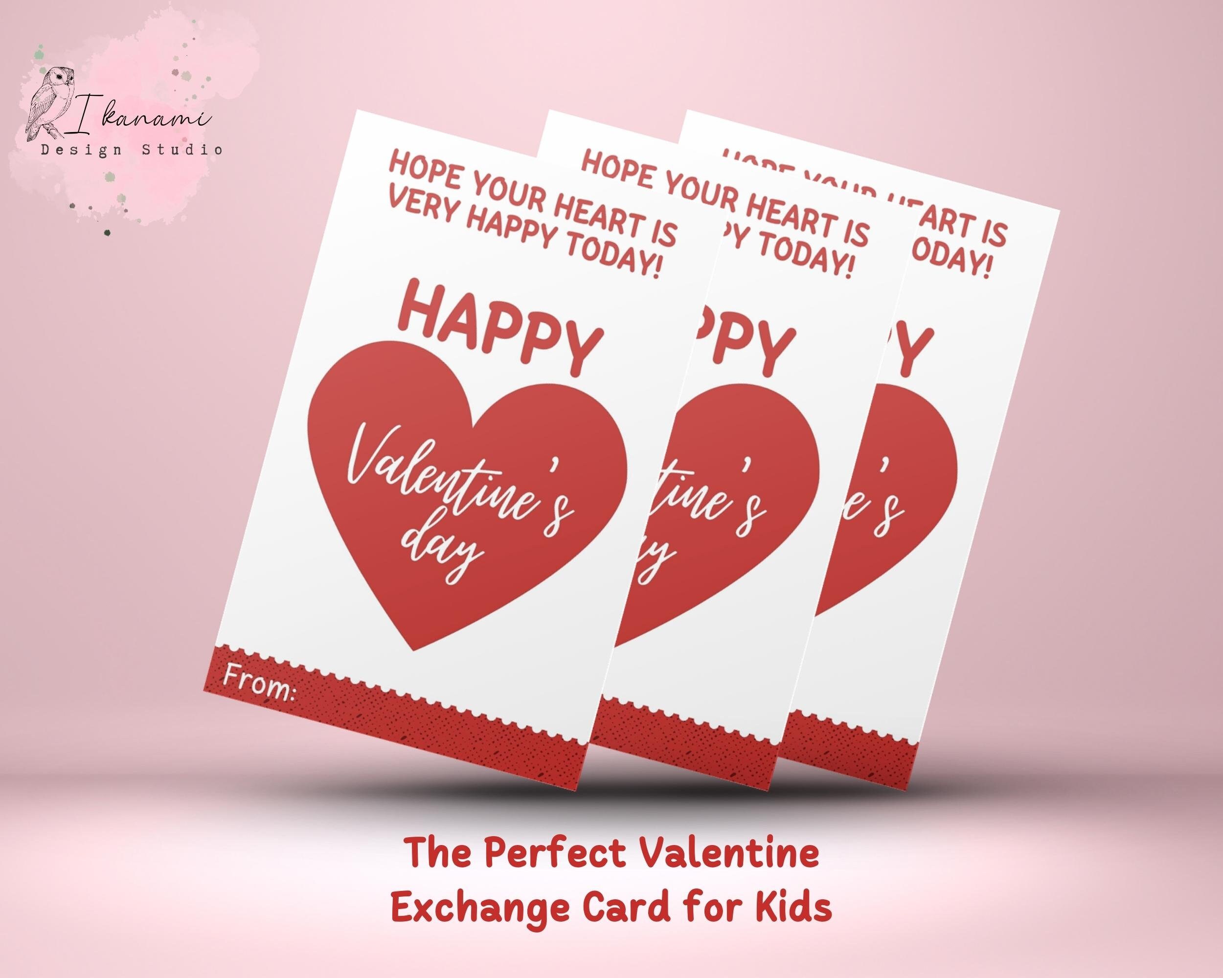 Printable Valentine's Day Classroom Exchange Tags/cards for Kids, Happy ...