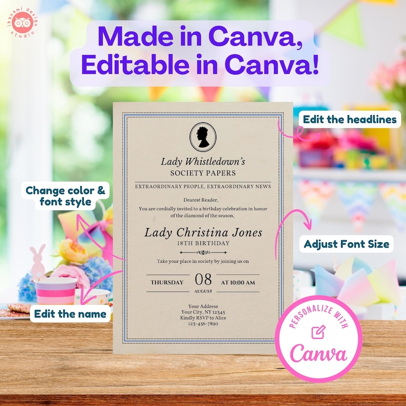 Regency Birthday Invitation Template, Victorian Theme (digital Download ...