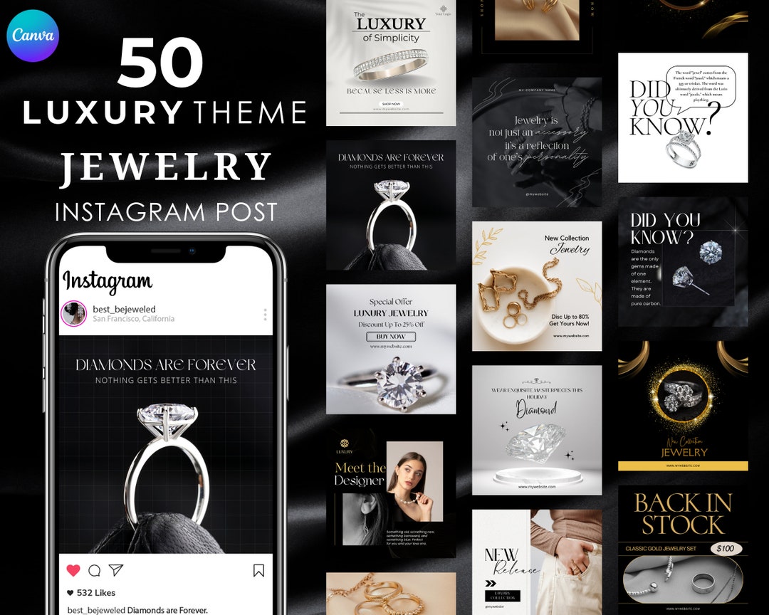 Luxurious Jewelry Instagram Post Templates, Jewelry Social Media ...