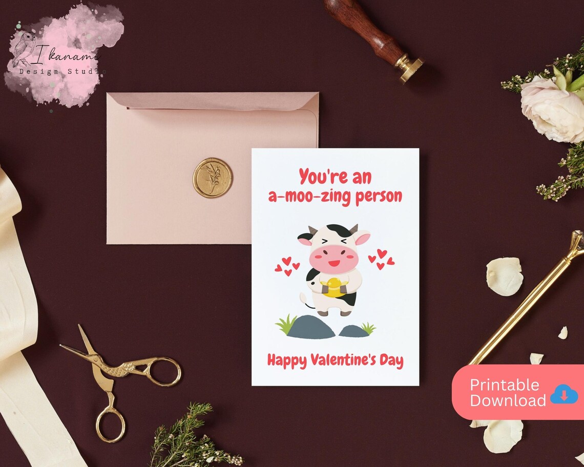 Printable, Funny Animal Pun, Valentine's Greeting Card, Instant Digital ...