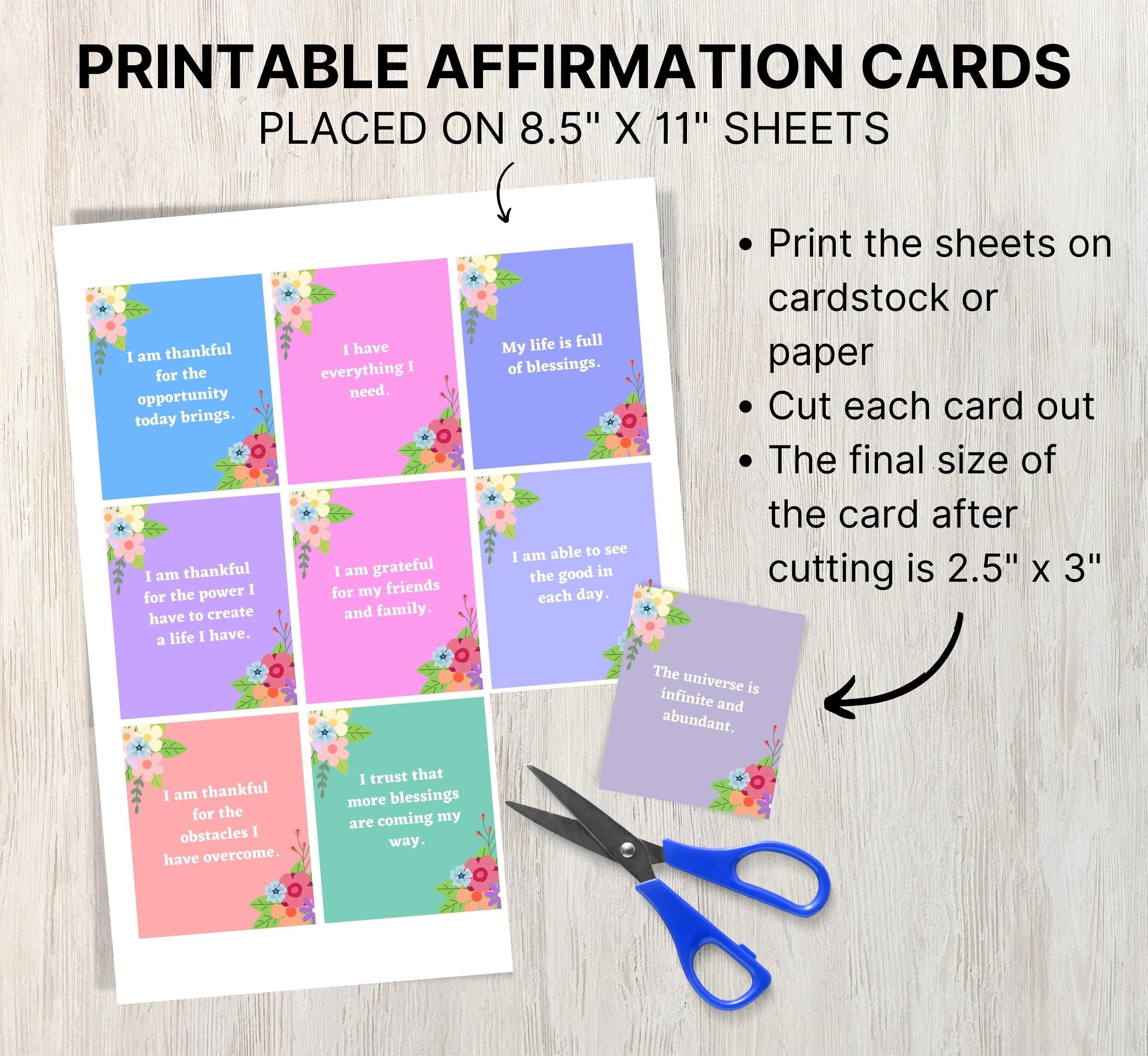 Tarjetas de gratitud imprimibles, Tarjetas de afirmación positiva ...