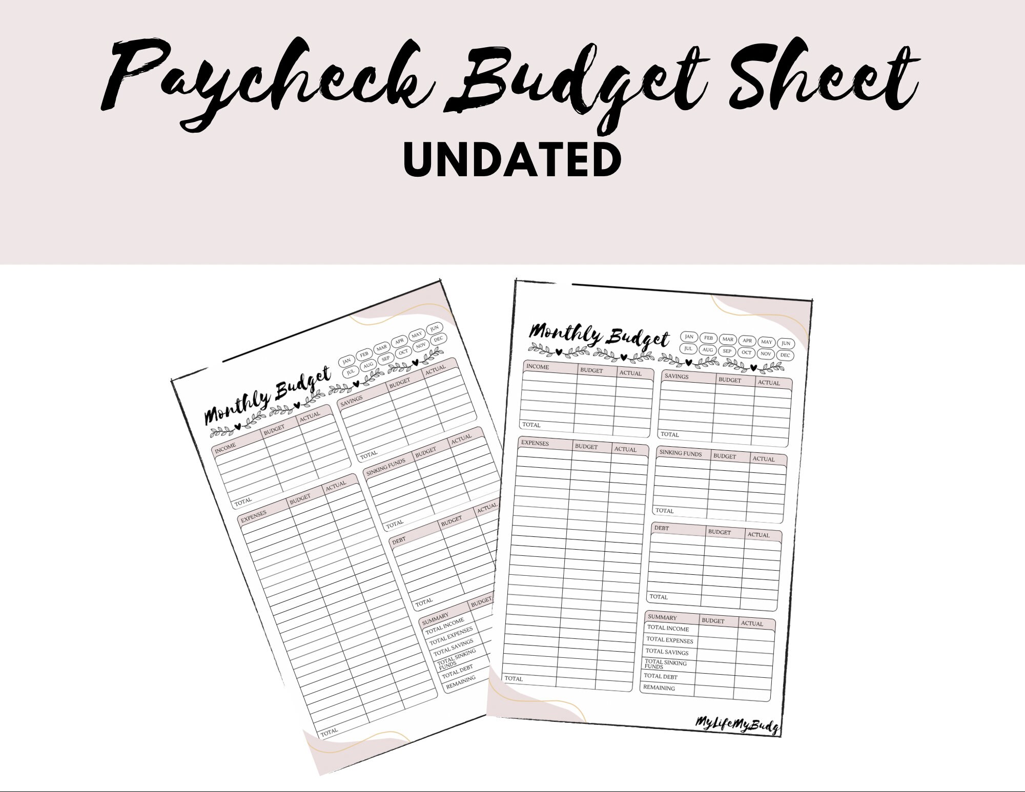 Printable Paycheck Budget Sheet - Etsy