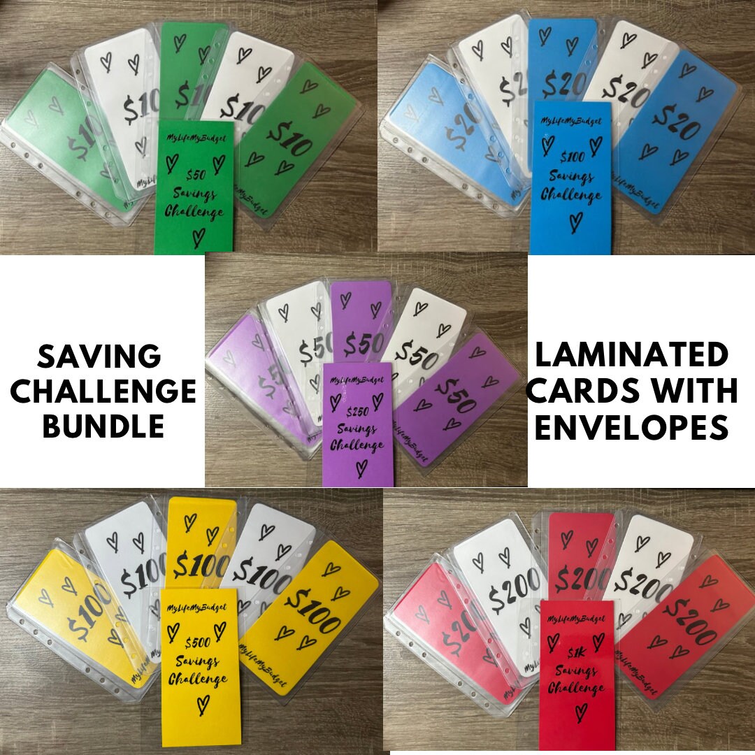 5 Saving Challenge Card W/ Envelopes - Etsy