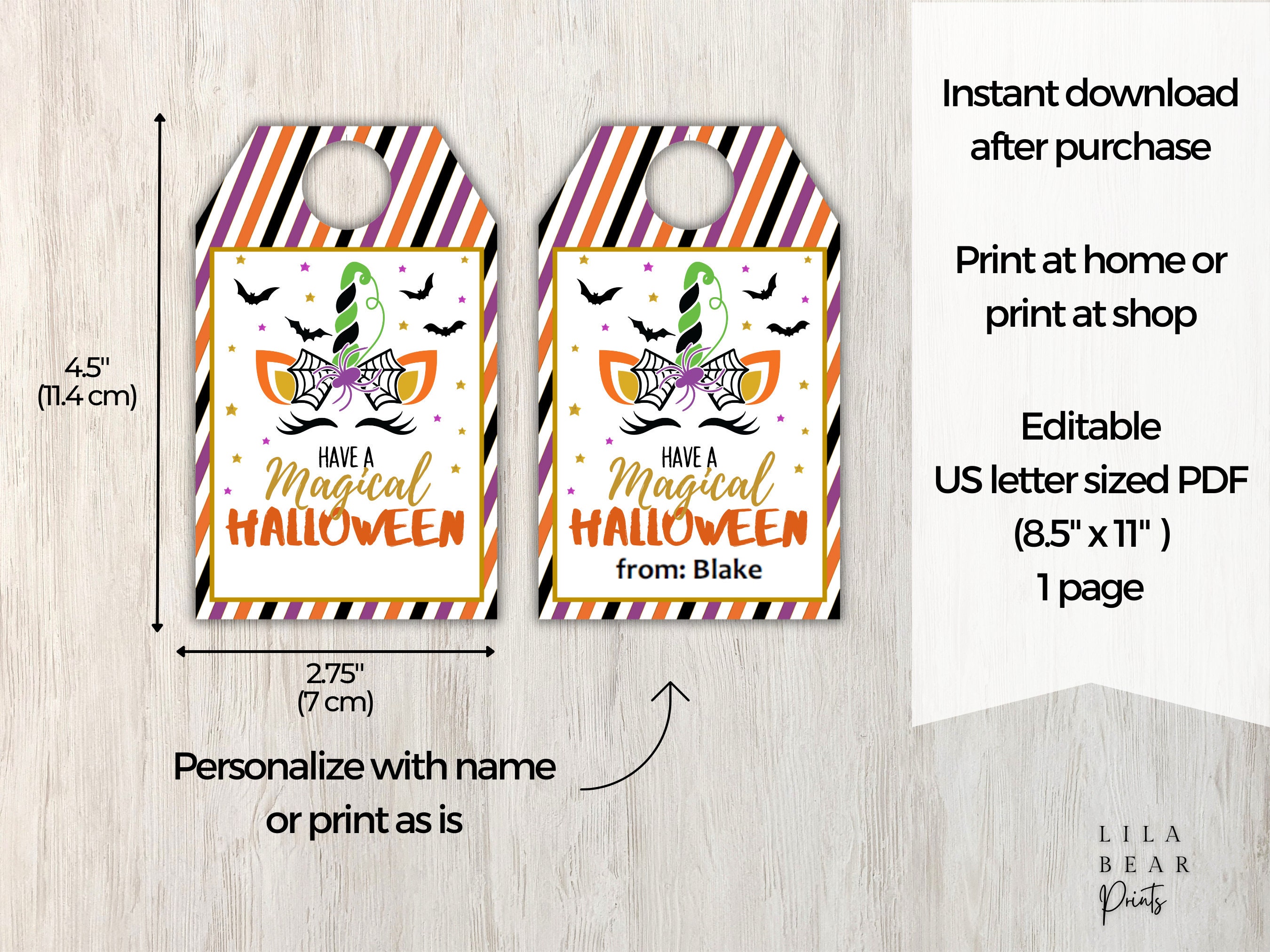 Halloween Favor Tags Printable, Unicorn Applesauce Tags, Kids Halloween ...