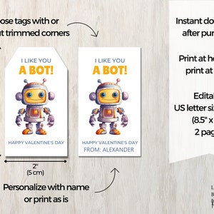 Robot Valentine's Day Gift Tags, Robot Valentine, Kids Valentine ...