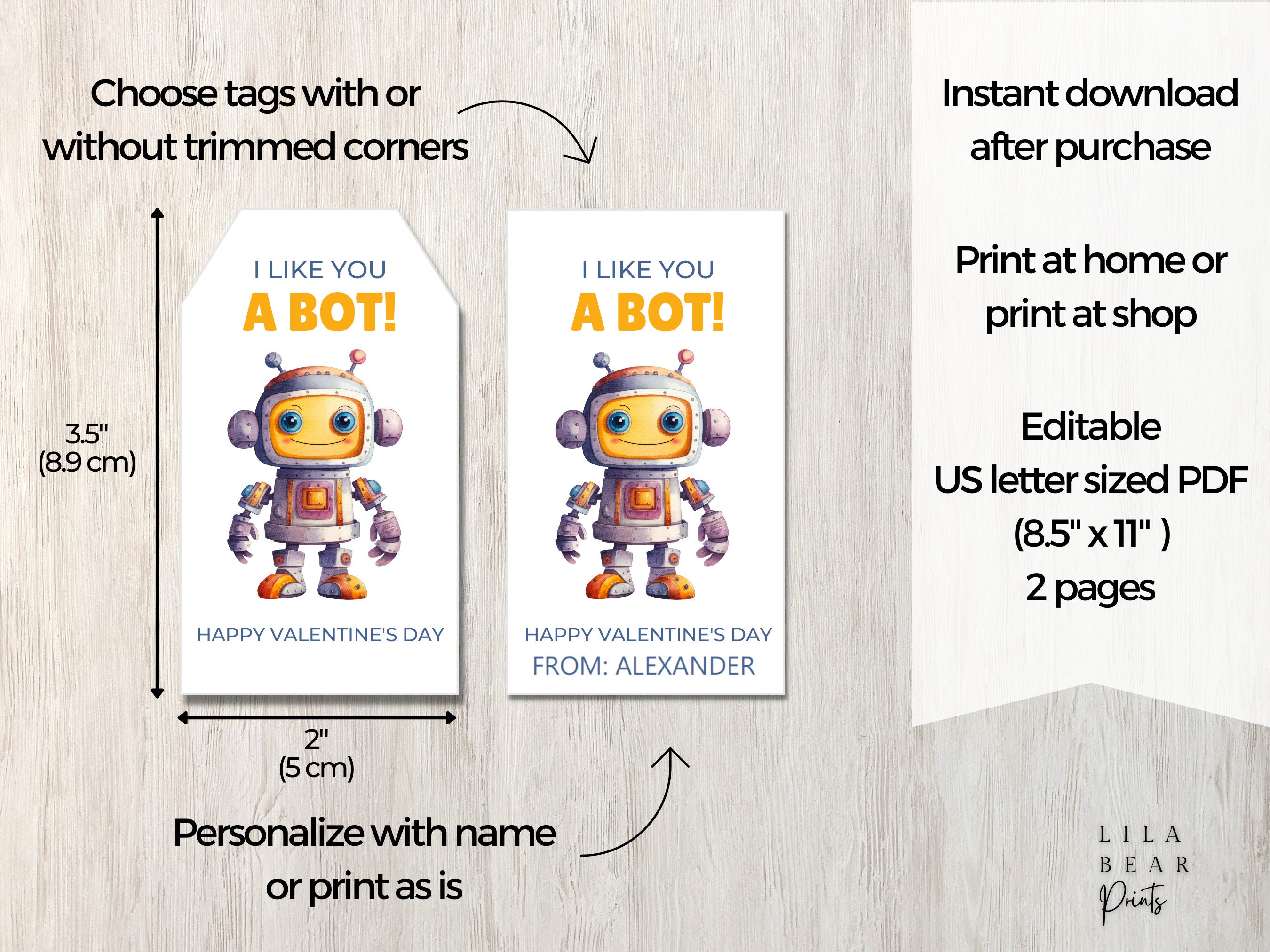 Robot Valentine's Day Gift Tags, Robot Valentine, Kids Valentine ...