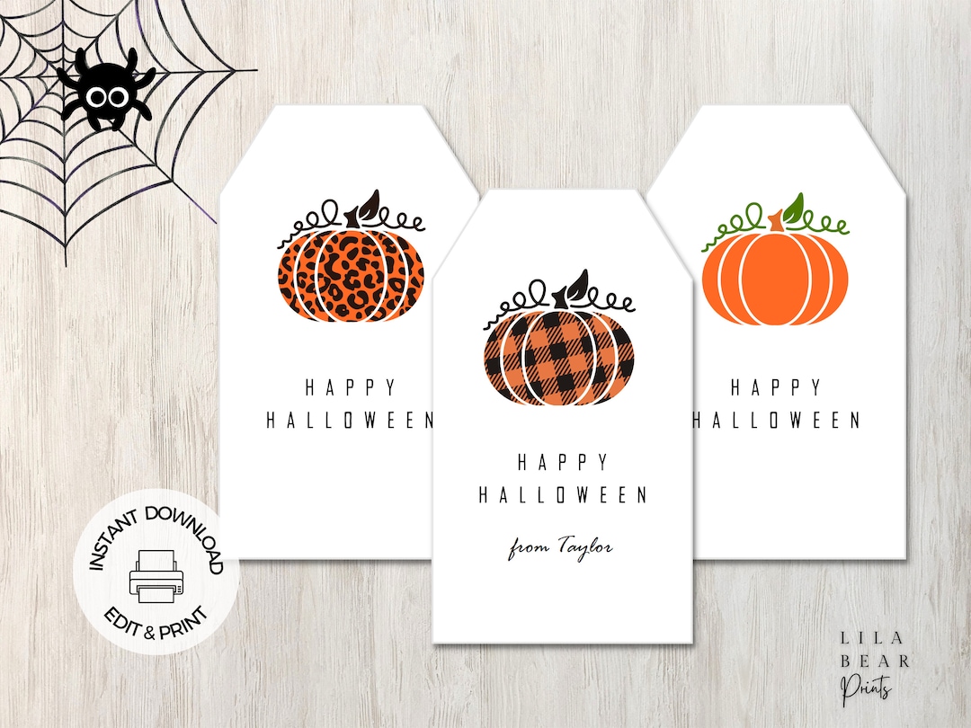 Printable Halloween Favor Tags: Pumpkin Designs (instant Download) - Etsy