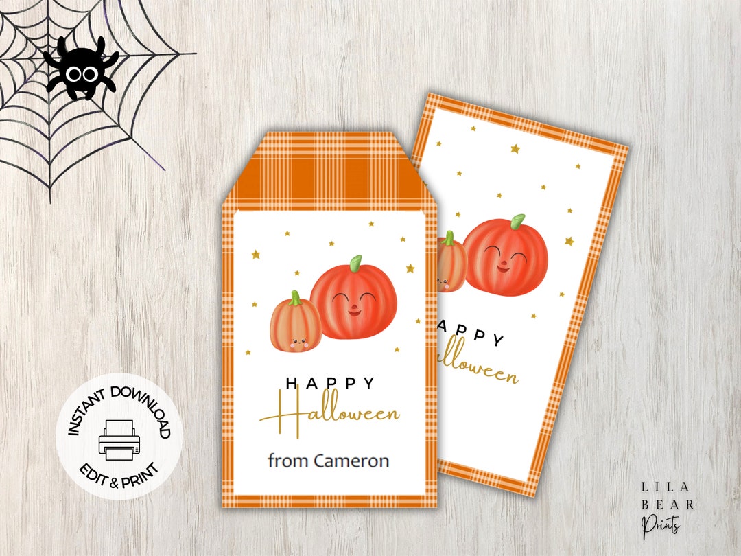 Personalized Halloween Favor Tags: Pumpkin Design (digital Download) - Etsy