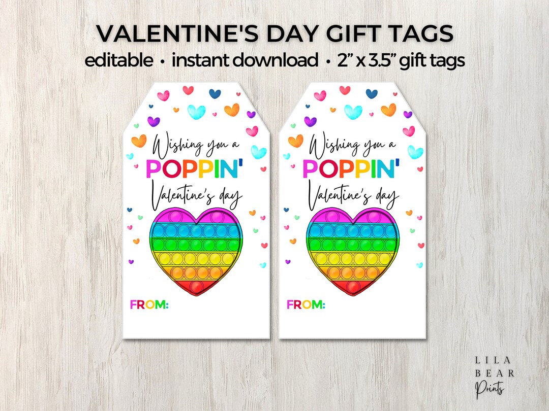 Pop It Valentine's Day Gift Tags, Poppin Valentine, Kids Valentine ...
