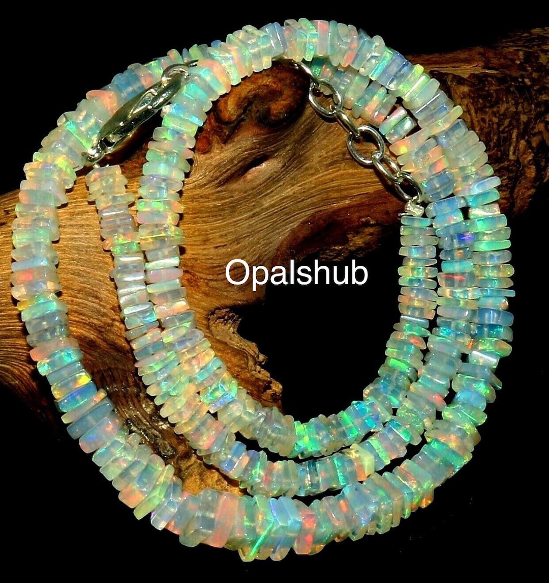 Ethiopian Opal Bead Necklace. Fire Opal Beads Necklace. Opal Chips Bead ...