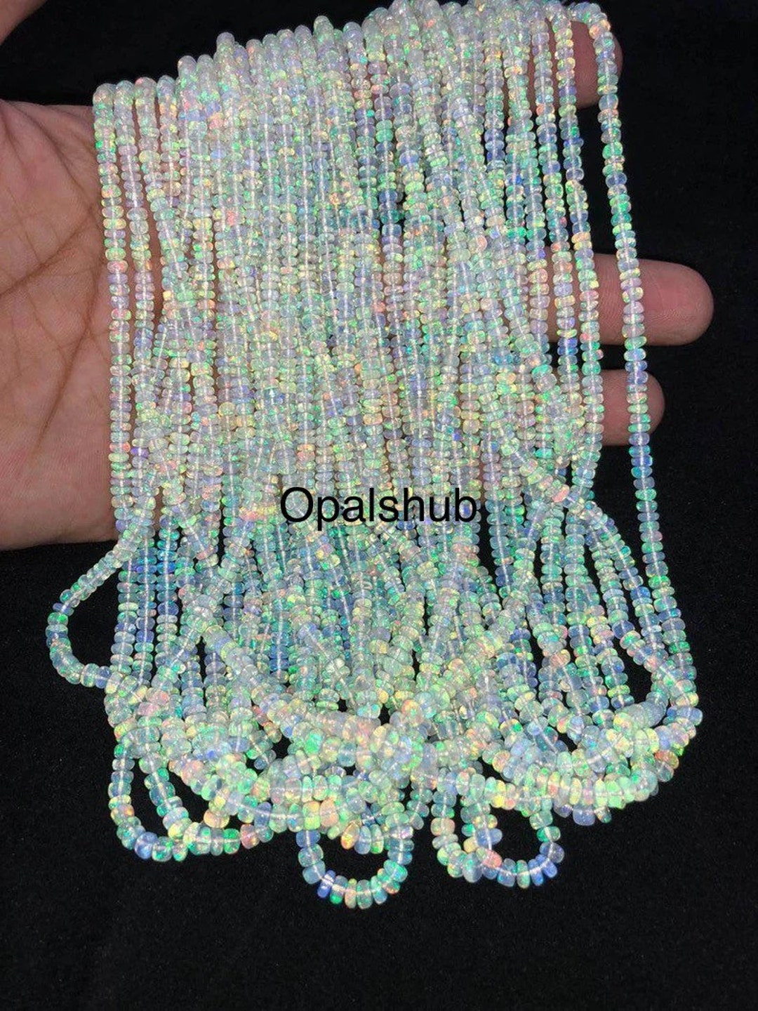Ethiopian Opal Bead Necklace: Fire Opal Smooth Rondelle, 3-5mm - Etsy