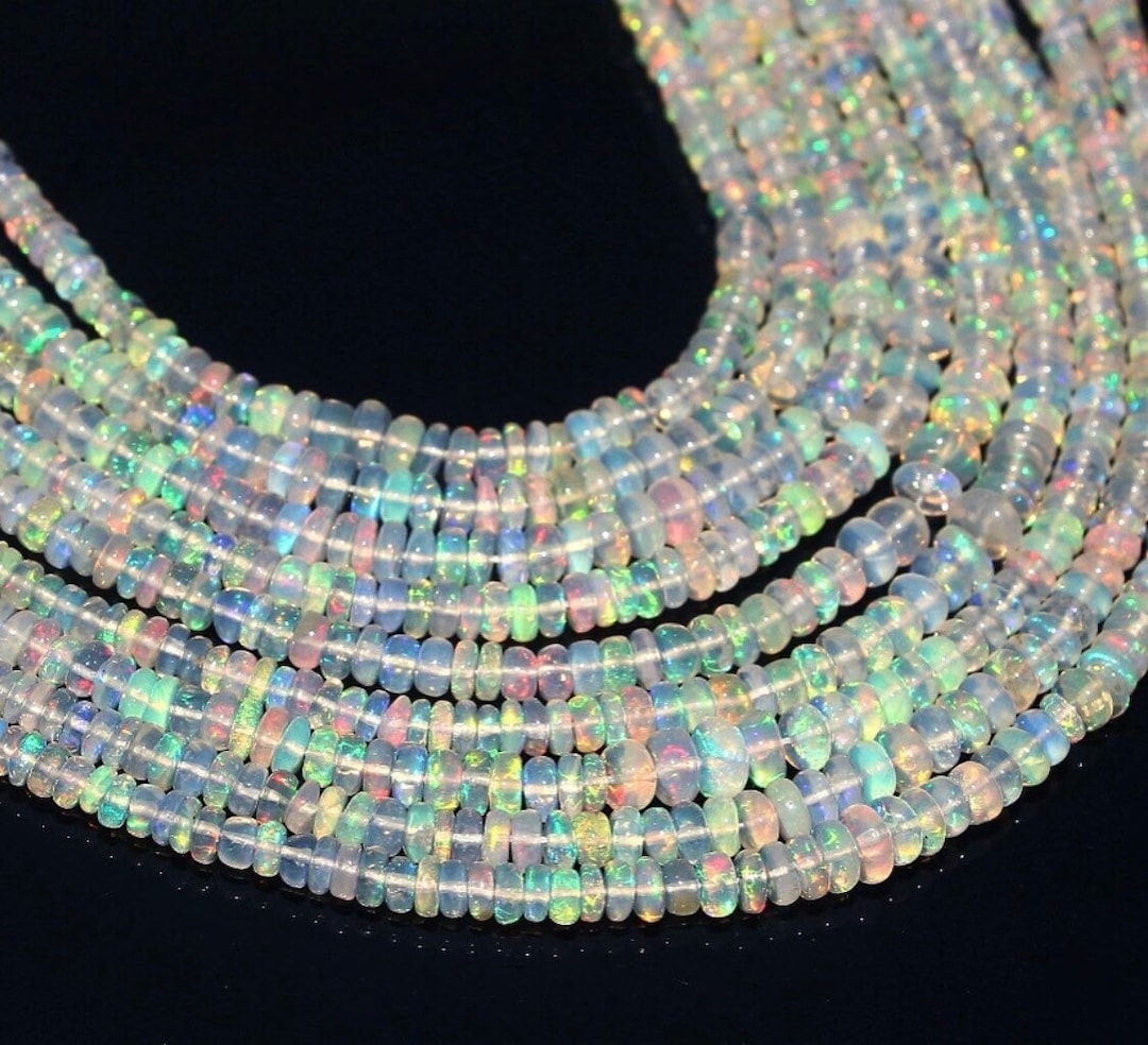Ethiopian Opal Bead Necklace: Fire Opal Rondelle, 16 Inch - Etsy