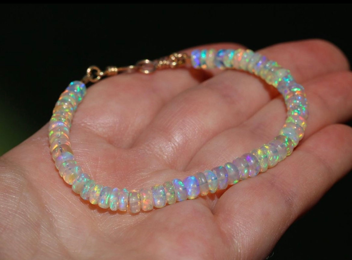 Genuine Opal Bracelet, Fire Opal Bracelet, Opal Jewellery, Handmade ...