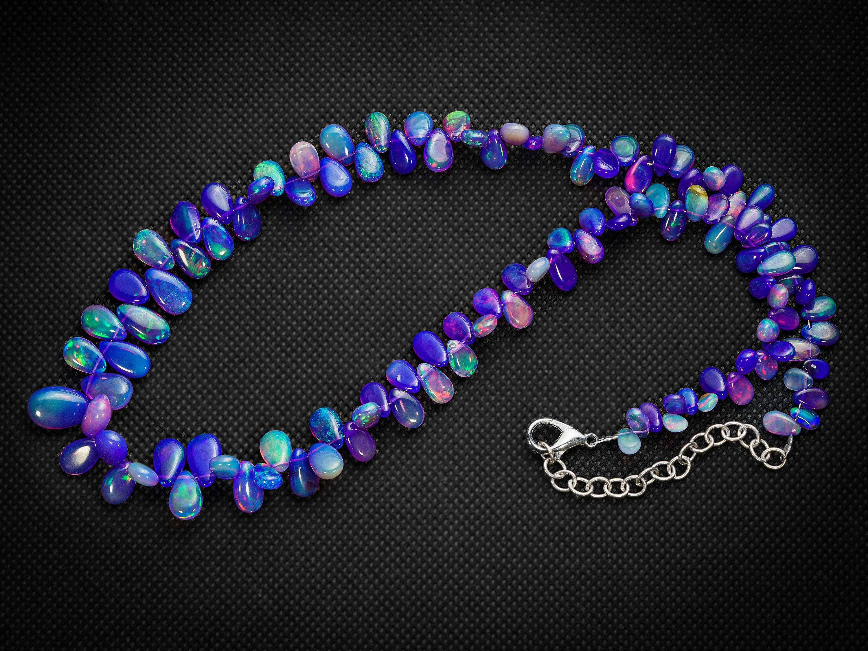 Fire Opal Necklace, Purple Opal Necklace, Opal Almonds Necklace, Opal ...