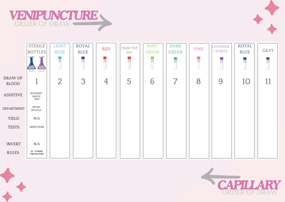 Phlebotomy Order of Draw Chart - Etsy