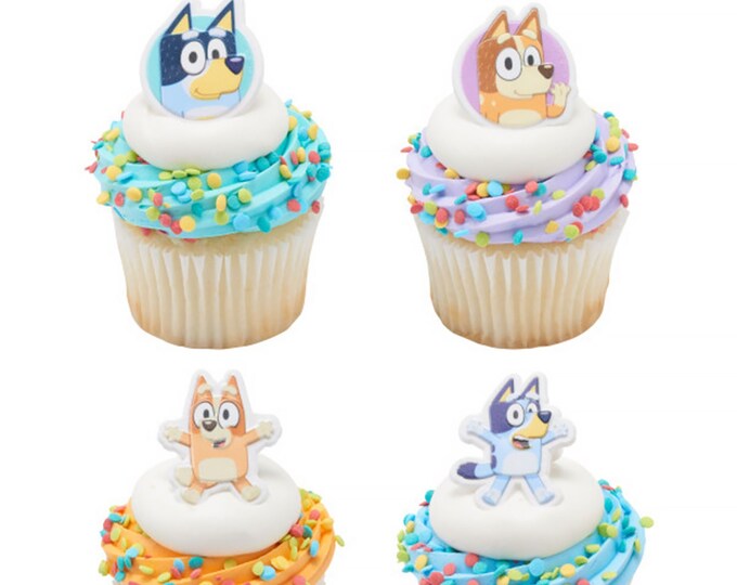 Bluey Dog Cupcake Rings - Etsy