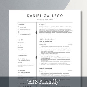 Minimalist ATS Friendly Resume Template for Office, Pages, Google Docs ...