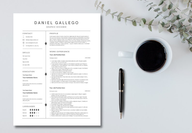 Minimalist ATS Friendly Resume Template for Office, Pages, Google Docs ...