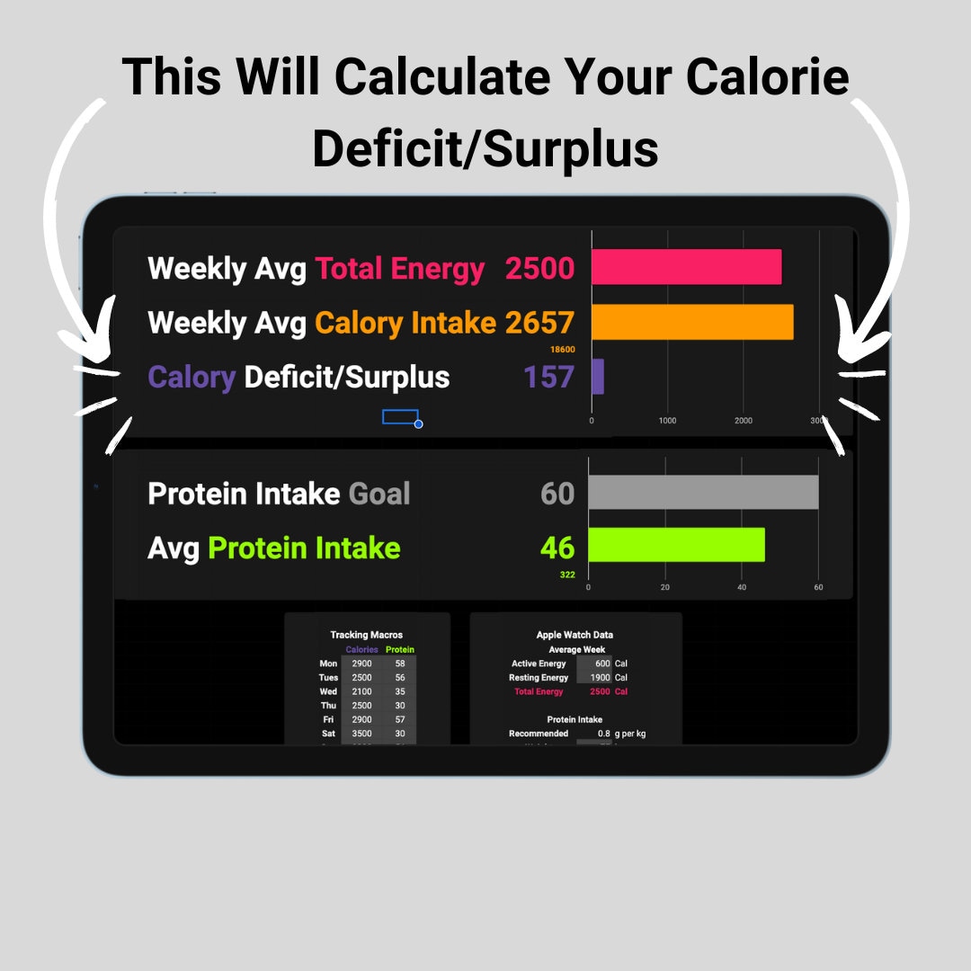 Calorie Deficit Surplus Calculator | Google Sheet Template | Excel ...