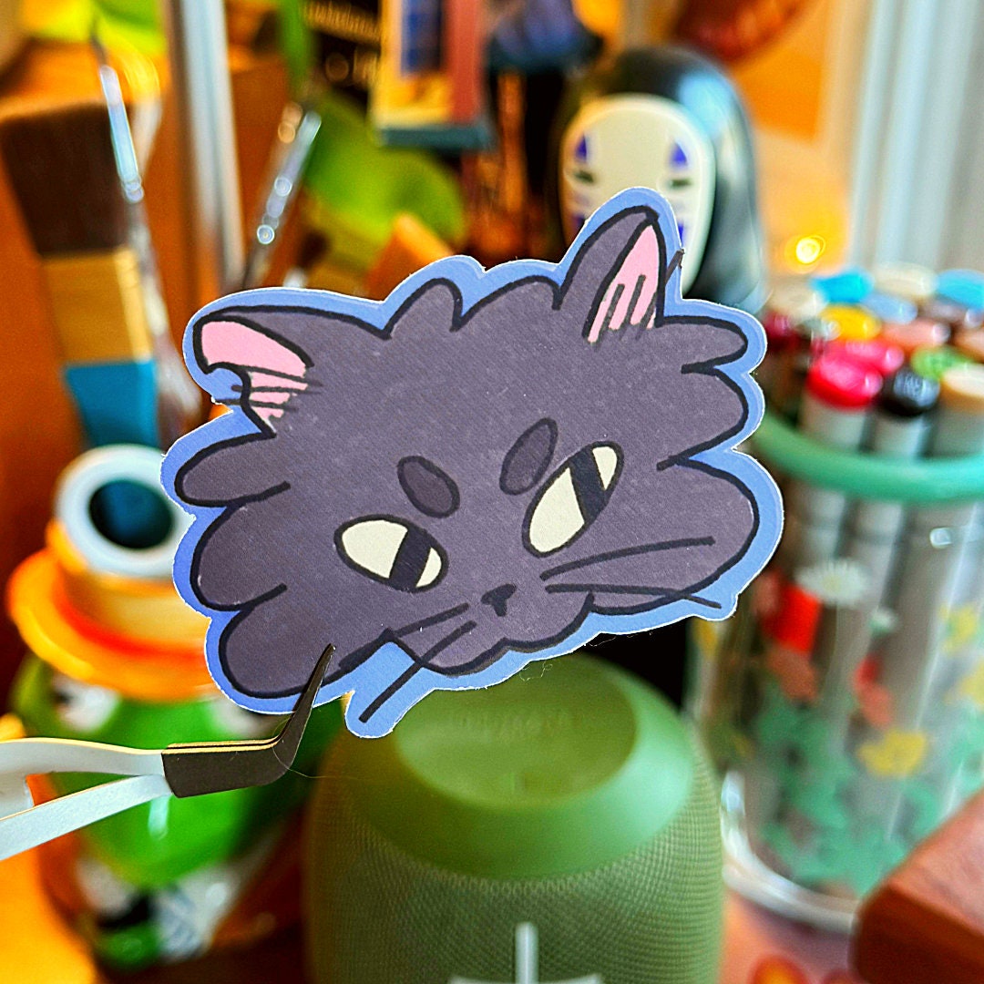 Chowder the Cat Sticker - Vinyl Black Cat Sticker - Etsy