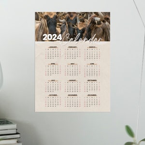 2024 Printable Calendar, Safari Animal Calendar, Wildlife Calendar ...