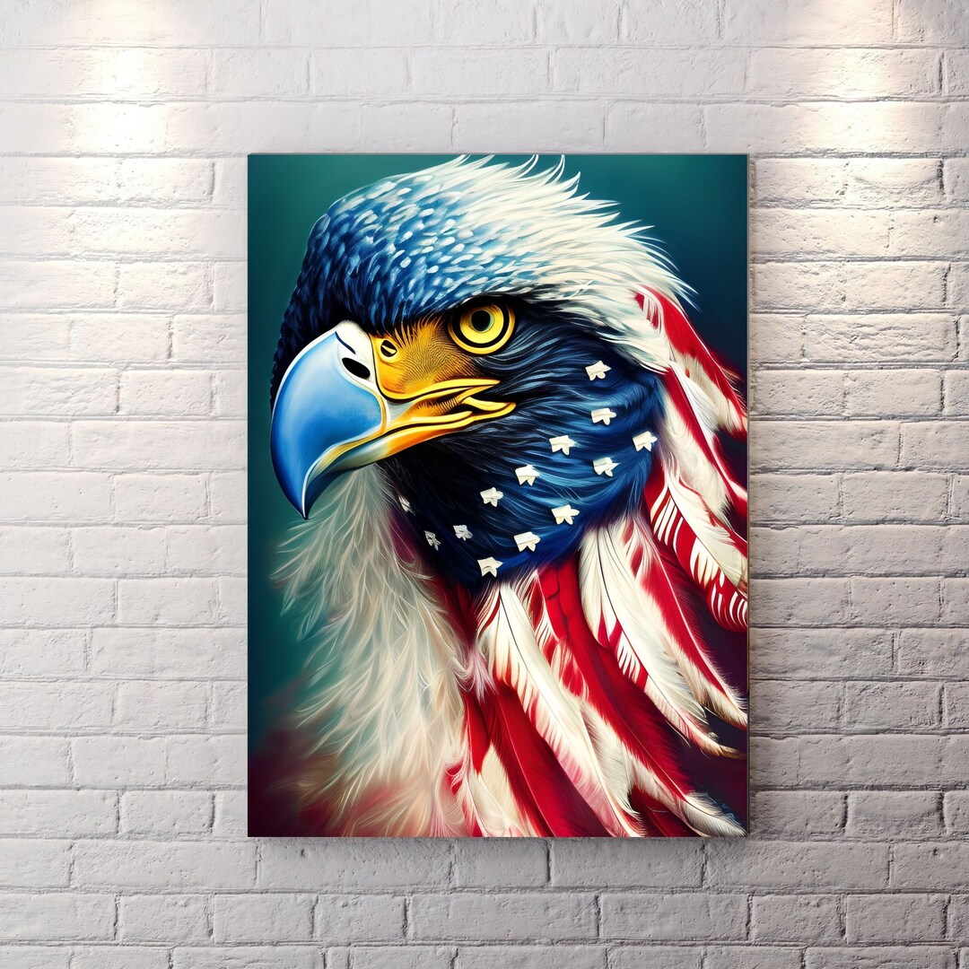 American Flag Eagle Canvas, MAGA Poster Print, Patriots Art, Trump ...
