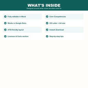 Ats-friendly Nursing Resume Template (word, Google Docs) - Etsy