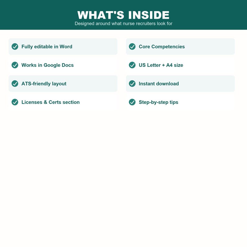 Ats-friendly Nursing Resume Template (word, Google Docs) - Etsy