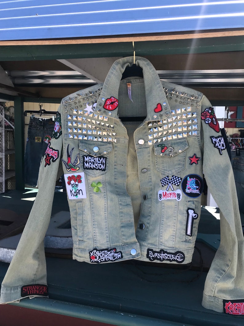 Lalaland Original Denim Jacket. Patched, Spiked, and Studded. Woman’s ...