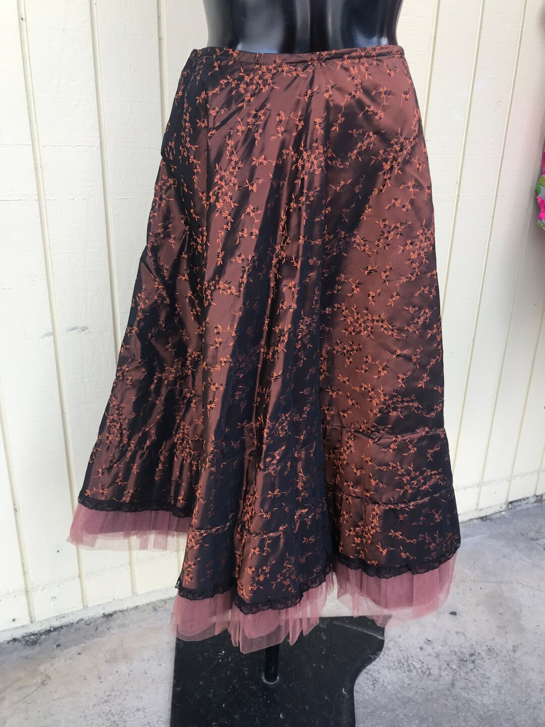 1950’s Skirt, Beautiful 2 Tone Copper Floral Sz. Small - Etsy